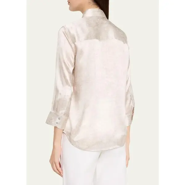 L'Agence Dani 3/4-sleeve Silk Blouse - Ecru Beige