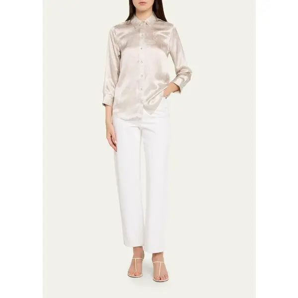 L'Agence Dani 3/4-sleeve Silk Blouse - Ecru Beige