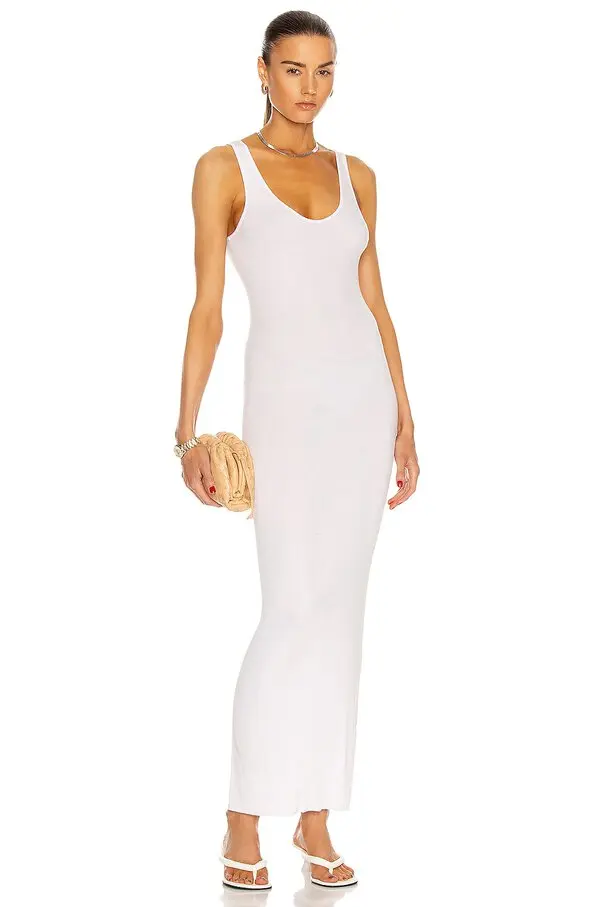 Enza Costa Silk Rib Ankle Length Tank Dress - White