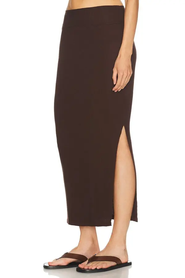 Enza Costa Silk Rib Essential Skirt - Chocolate