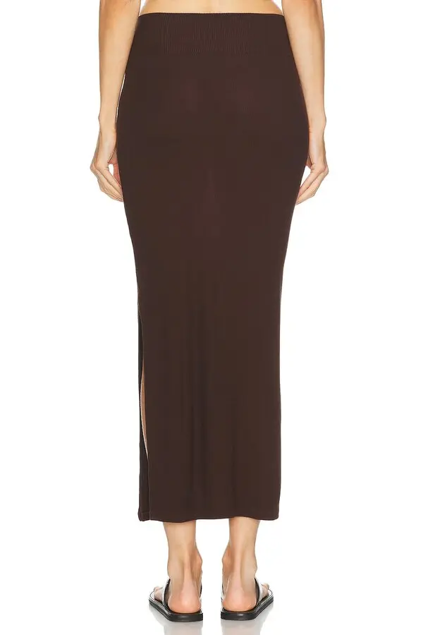 Enza Costa Silk Rib Essential Skirt - Chocolate