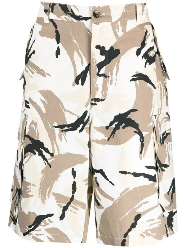 Kenzo Camouflage Cargo Bermuda Shorts - White