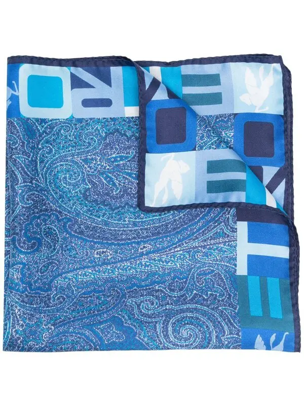 Etro Logo-print Edge Scarf - Blue