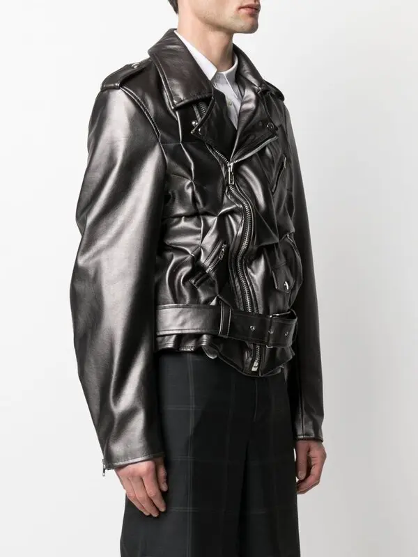Comme Des GarçOns Crushed Artificial Leather Jacket In Silver - 50