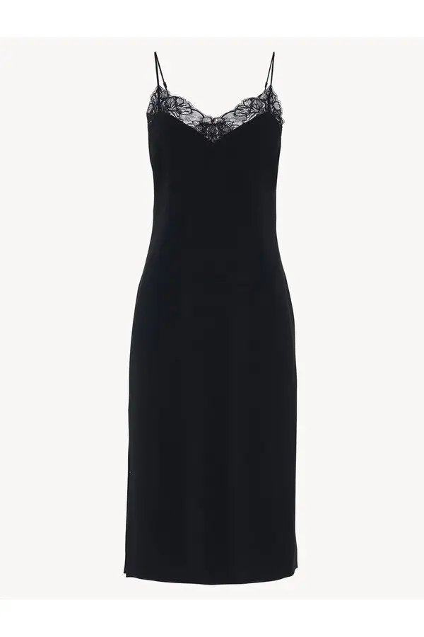 la perla slip dress Lenny Satin Lace asymmetrical shoulder strap design. La Perla vintage silk nightgown