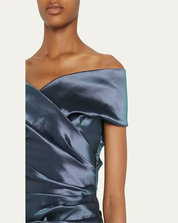 Rickie Freeman For Teri Jon Off-shoulder Taffeta Gown