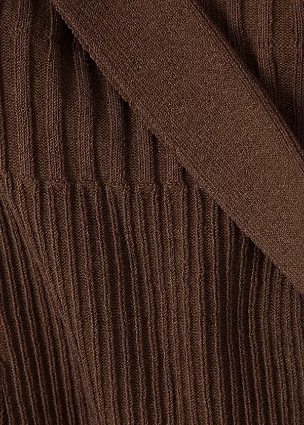ANDREĀDAMO Brown Ribbed-knit Stirrup Leggings