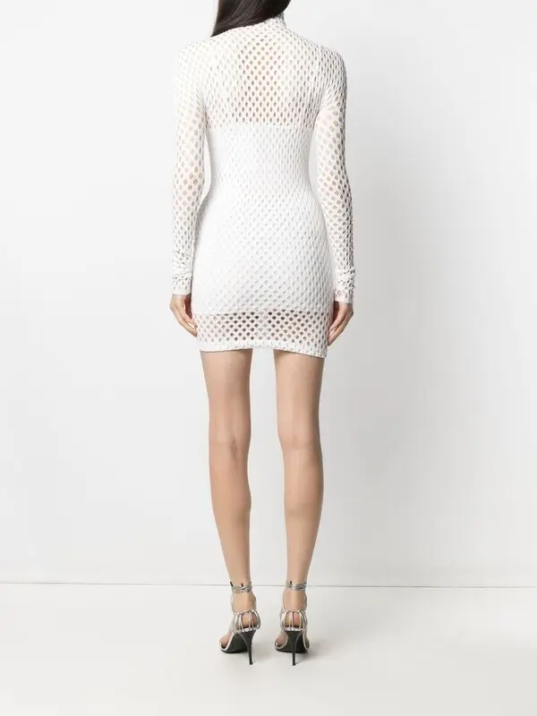 Philipp Plein Mesh-overlay Mini Dress - White