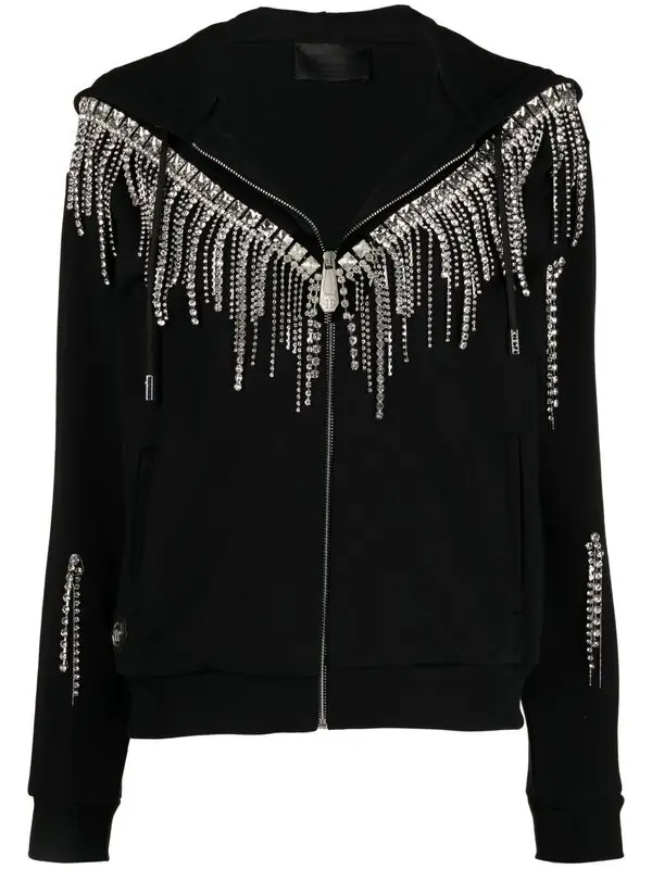 Philipp Plein Crystal-fringe Hooded Zip-up