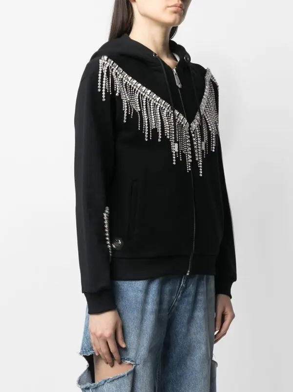 Philipp Plein Crystal-fringe Hooded Zip-up