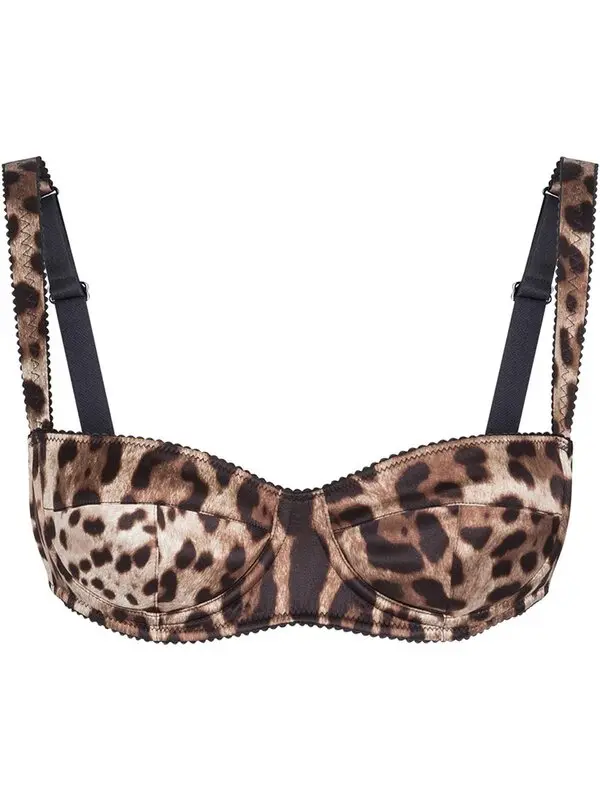 Dolce & Gabbana Leopard-print Satin Balconette Bra - Brown