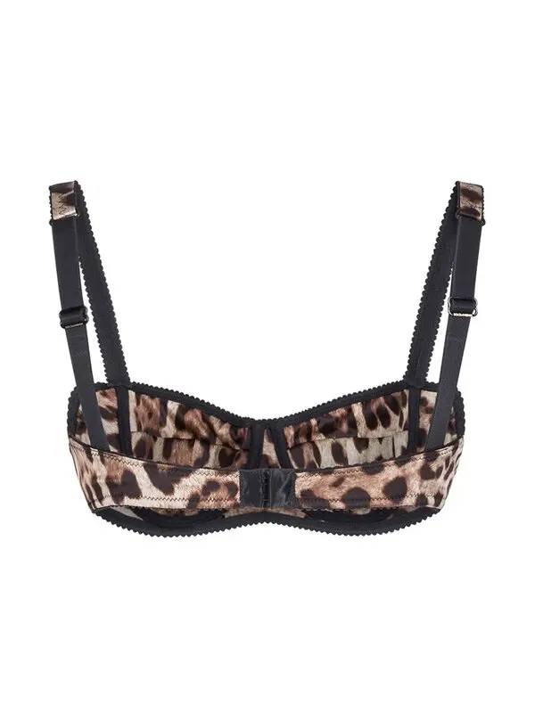 Dolce & Gabbana Leopard-print Satin Balconette Bra - Brown