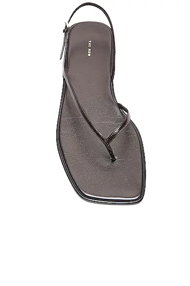 The Row Constance Leather Flat Sandals In Brown In Mocha - 40% Off