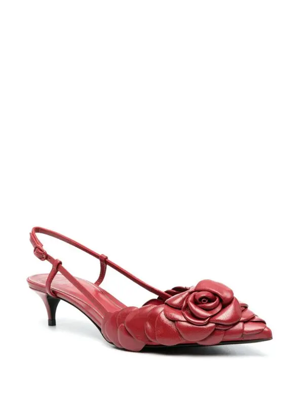 Valentino Garavani Rose Edition Slingback Pumps - Red