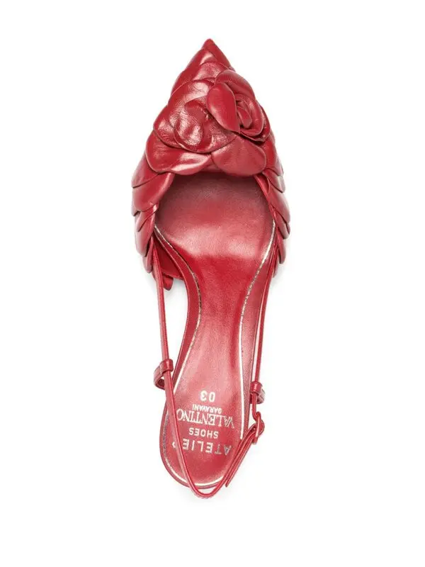 Valentino Garavani Rose Edition Slingback Pumps - Red