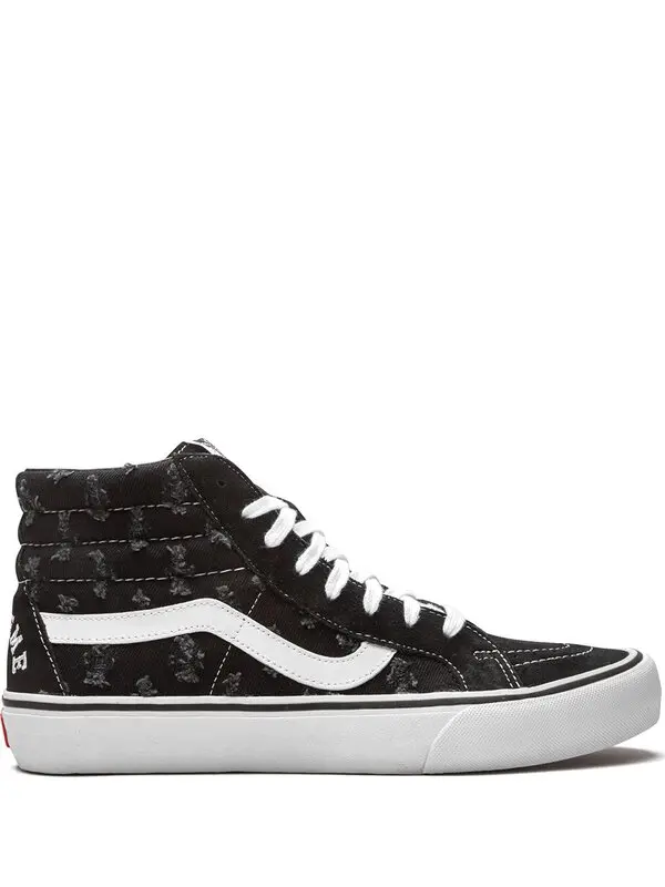 VANS X Supreme Sk8-hi Hole Punch Denim Sneakers - Black