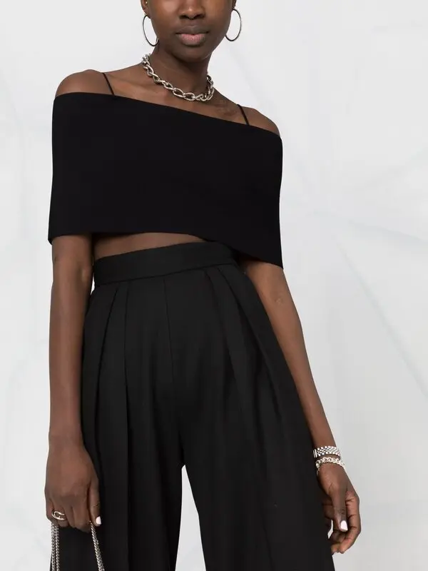 AMBUSH Cold-shoulder Cropped Top - Black