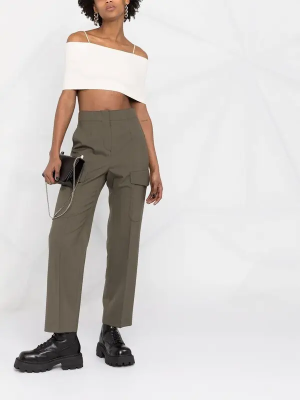 AMBUSH Cold-shoulder Cropped Top - Neutrals