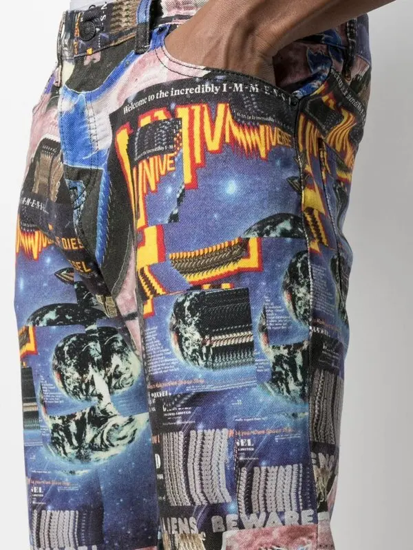 DIESEL® Graphic Print Cotton Jeans