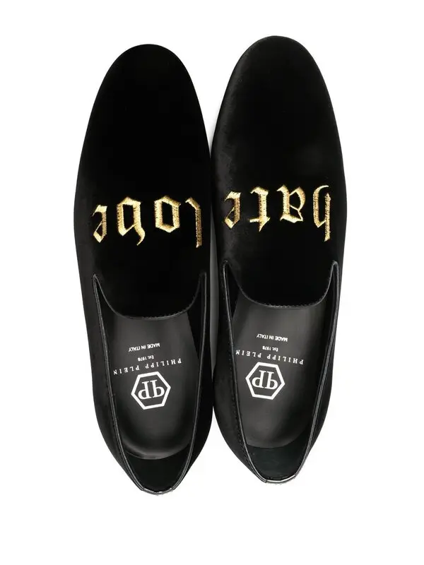 Philipp Plein Embroidered Velvet Loafers