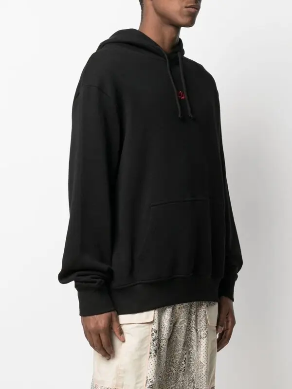 424 Logo Embroidered Cotton Hoodie - Black