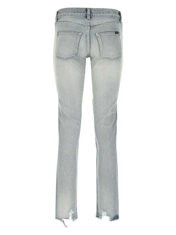 Saint Laurent Mid-rise Straight-leg Jeans With Distressed Effect