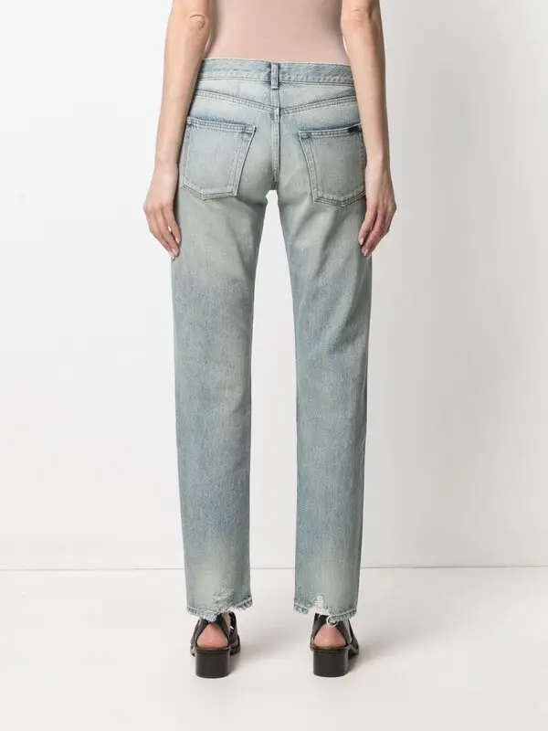 Saint Laurent Mid-rise Straight-leg Jeans With Distressed Effect