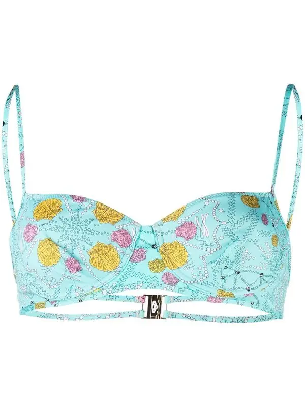 Emilio Pucci Shell-print Underwire Bra - Blue