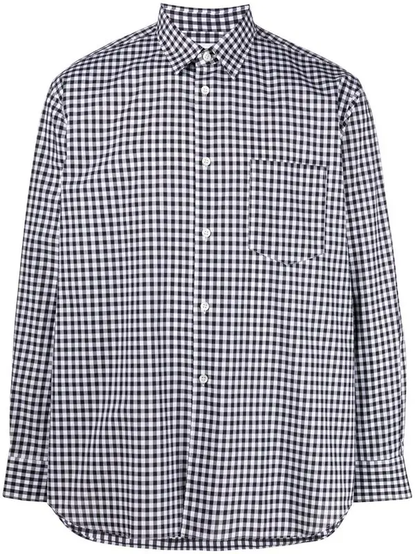 Comme Des Garçons Gingham-check Print Cotton Shirt - Black