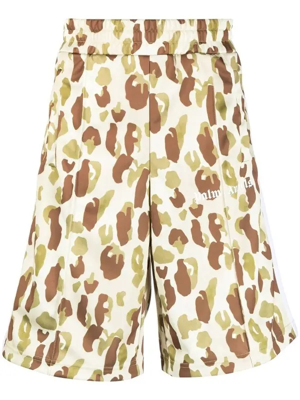 Palm Angels Logo Camouflage-print Shorts - Neutrals