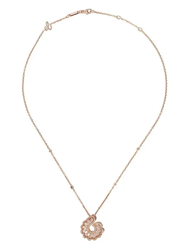 Chopard 18kt Rose Gold Precious Lace Diamond Necklace - Pink
