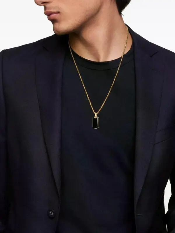 David Yurman 18kt Yellow And Onyx Chevron Tag - Gold
