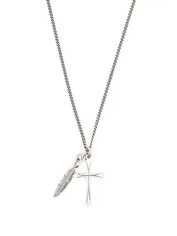 Emanuele Bicocchi Cross And Feather Necklace
