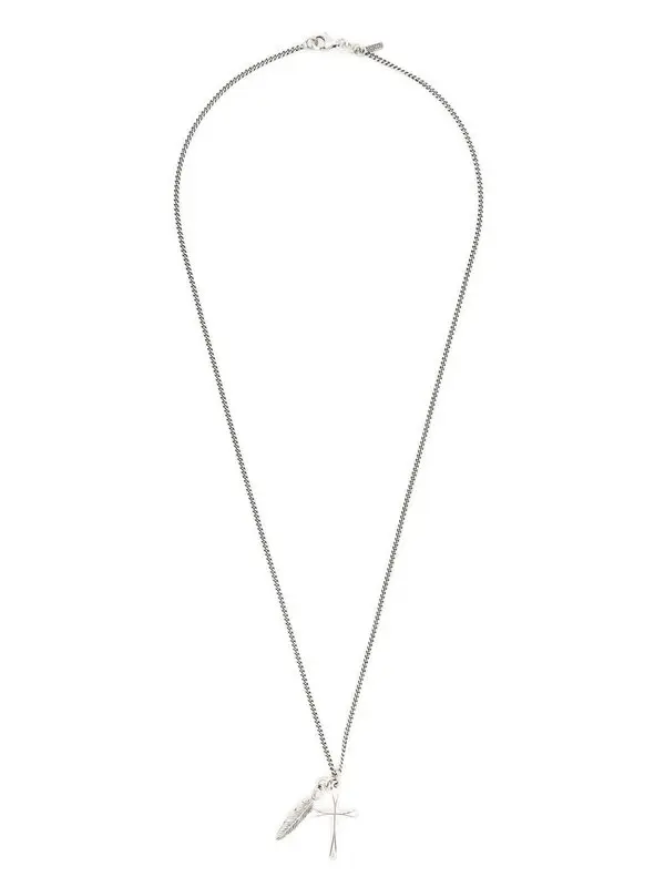 Emanuele Bicocchi Cross And Feather Necklace