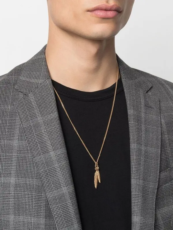 Emanuele Bicocchi Twin Feather Pendant Necklace