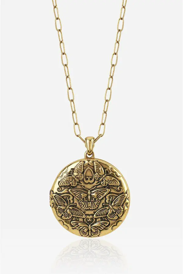 Johnny Was Butterfly Locket Necklace