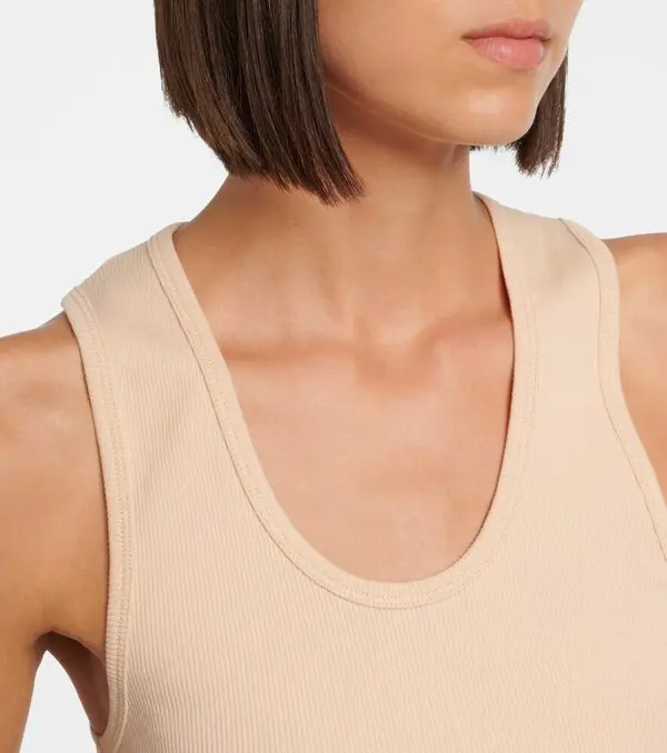 Wardrobe.NYC Ribbed Cotton Tank Top - Beige