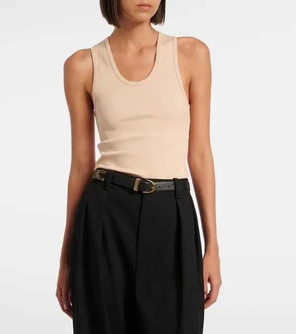 Wardrobe.NYC Ribbed Cotton Tank Top - Beige