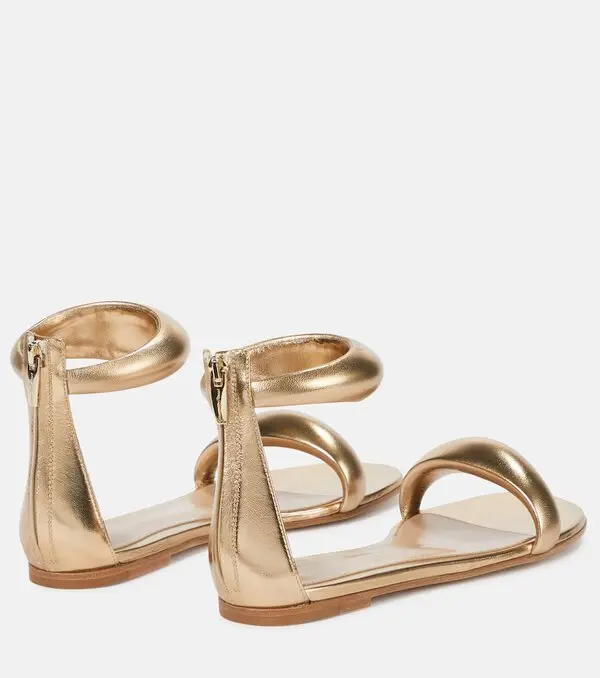 GIANVITO ROSSI Bijoux Metallic Leather Sandals - Gold