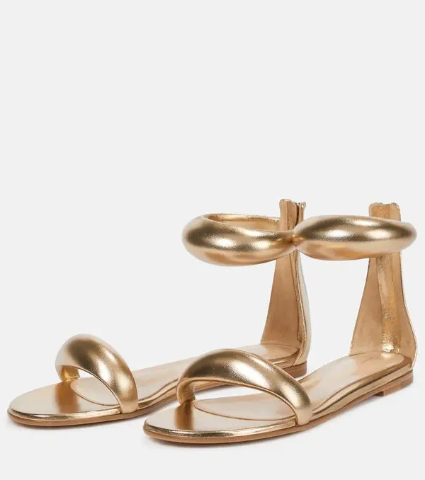 GIANVITO ROSSI Bijoux Metallic Leather Sandals - Gold