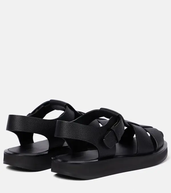 THE ROW Fisherman Leather Sandals - Black