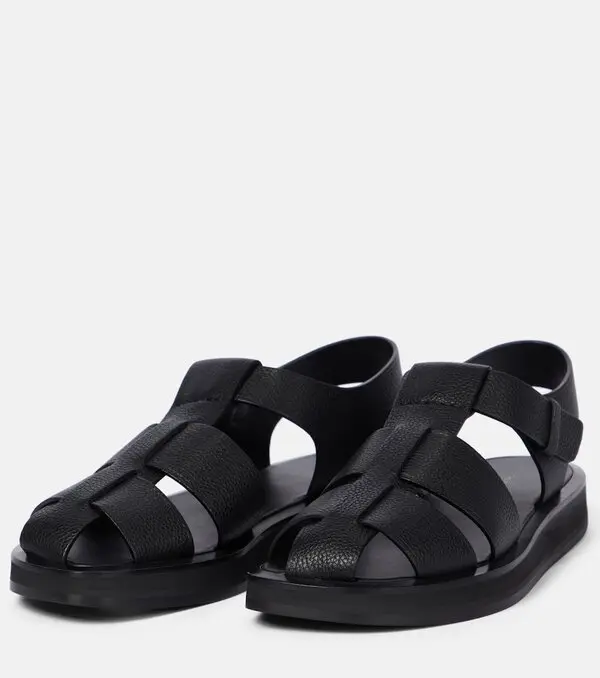 THE ROW Fisherman Leather Sandals - Black