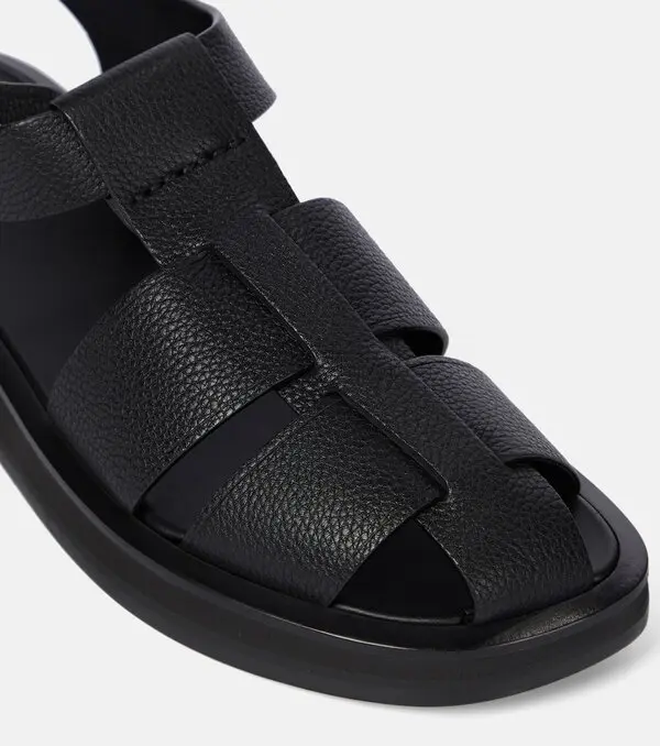 THE ROW Fisherman Leather Sandals - Black
