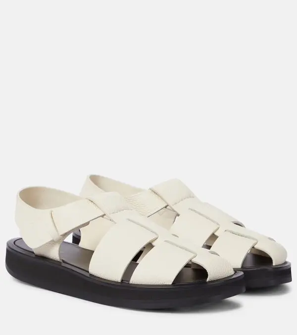 THE ROW Fisherman Leather Sandals - White