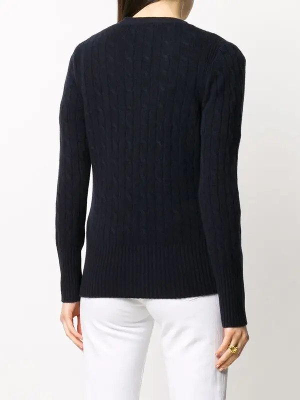 N.peal V-neck Cable Knit Cardigan - Blue