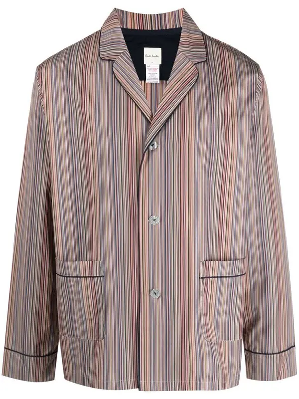 Paul Smith Artist Stripe Cotton Pajamas - Neutrals