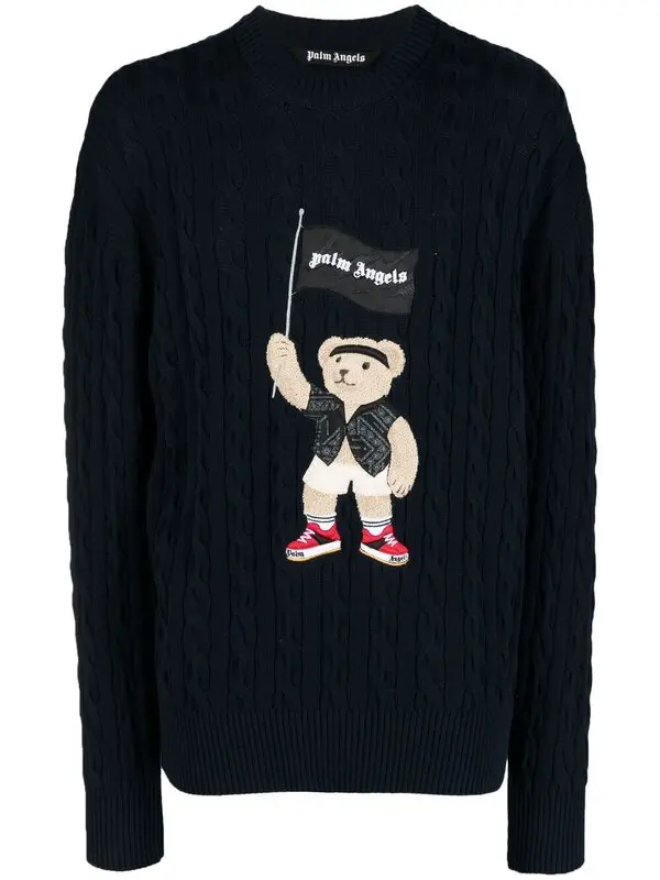 Palm Angels Pirate Bear Cable-knit Jumper