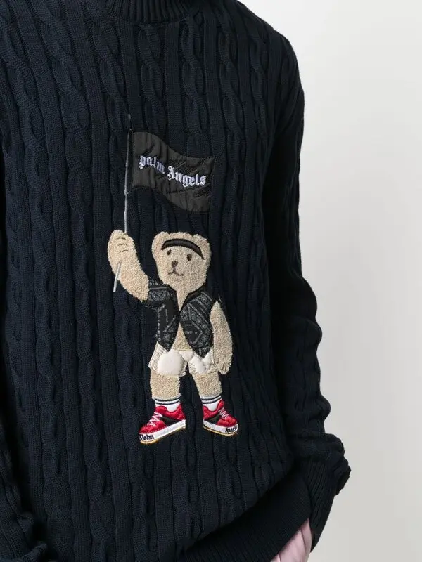 Palm Angels Pirate Bear Cable-knit Jumper