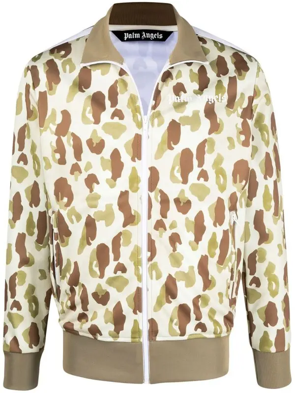 Palm Angels Desert Camo Logo Sports Jacket - Neutrals