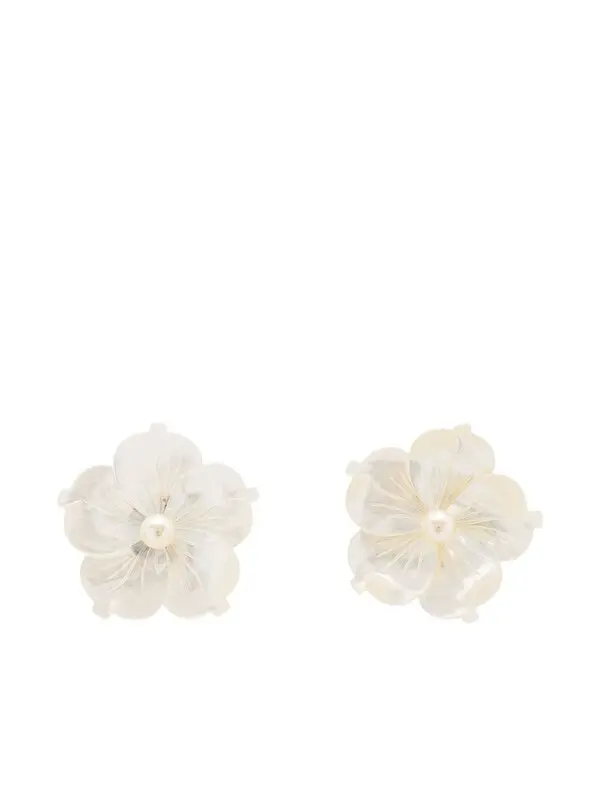 JENNIFER BEHR Mother-of-pearl Flower Stud Earrings - White